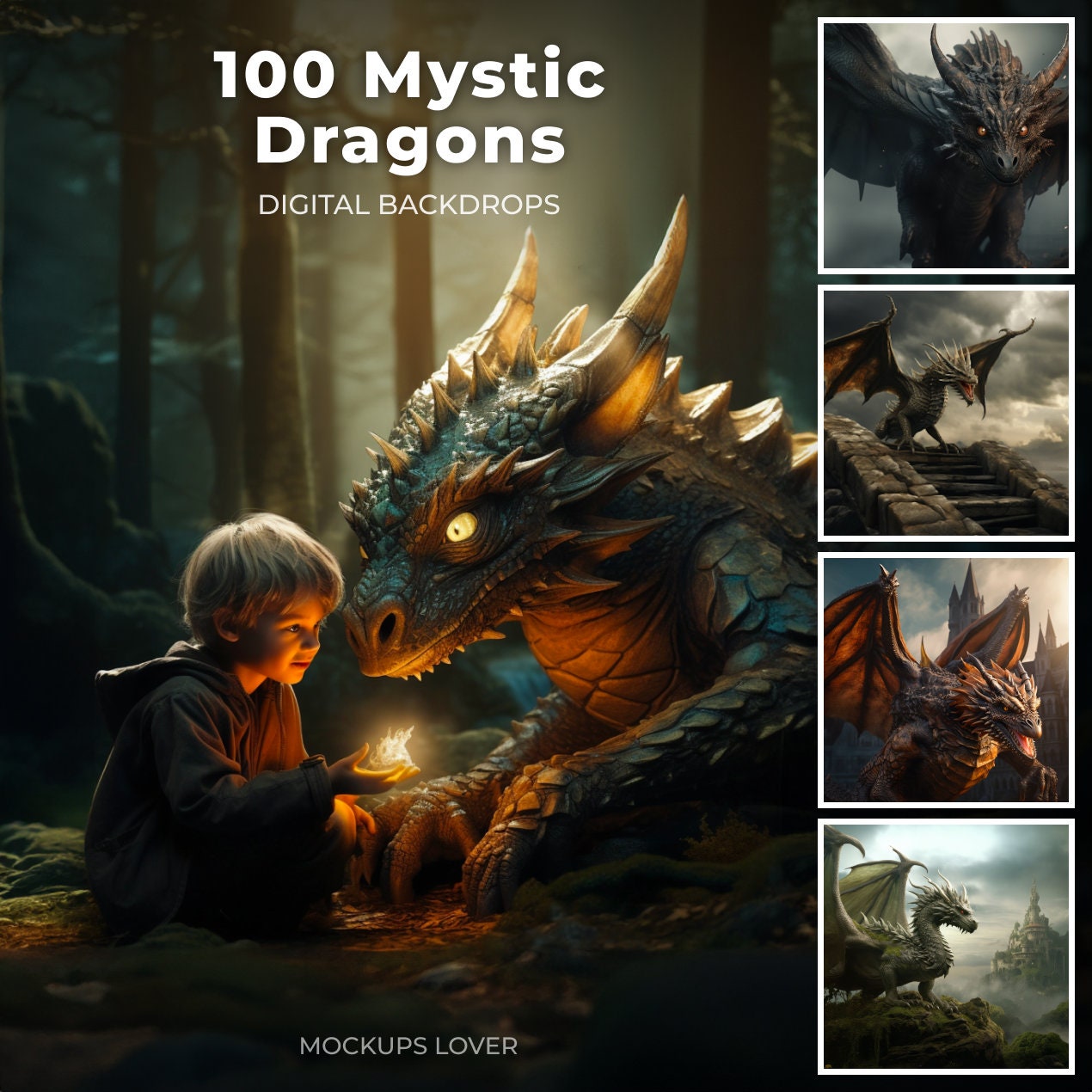 100 Mystical Dragon Backdrops Bundle - Kids Photography Scene ...