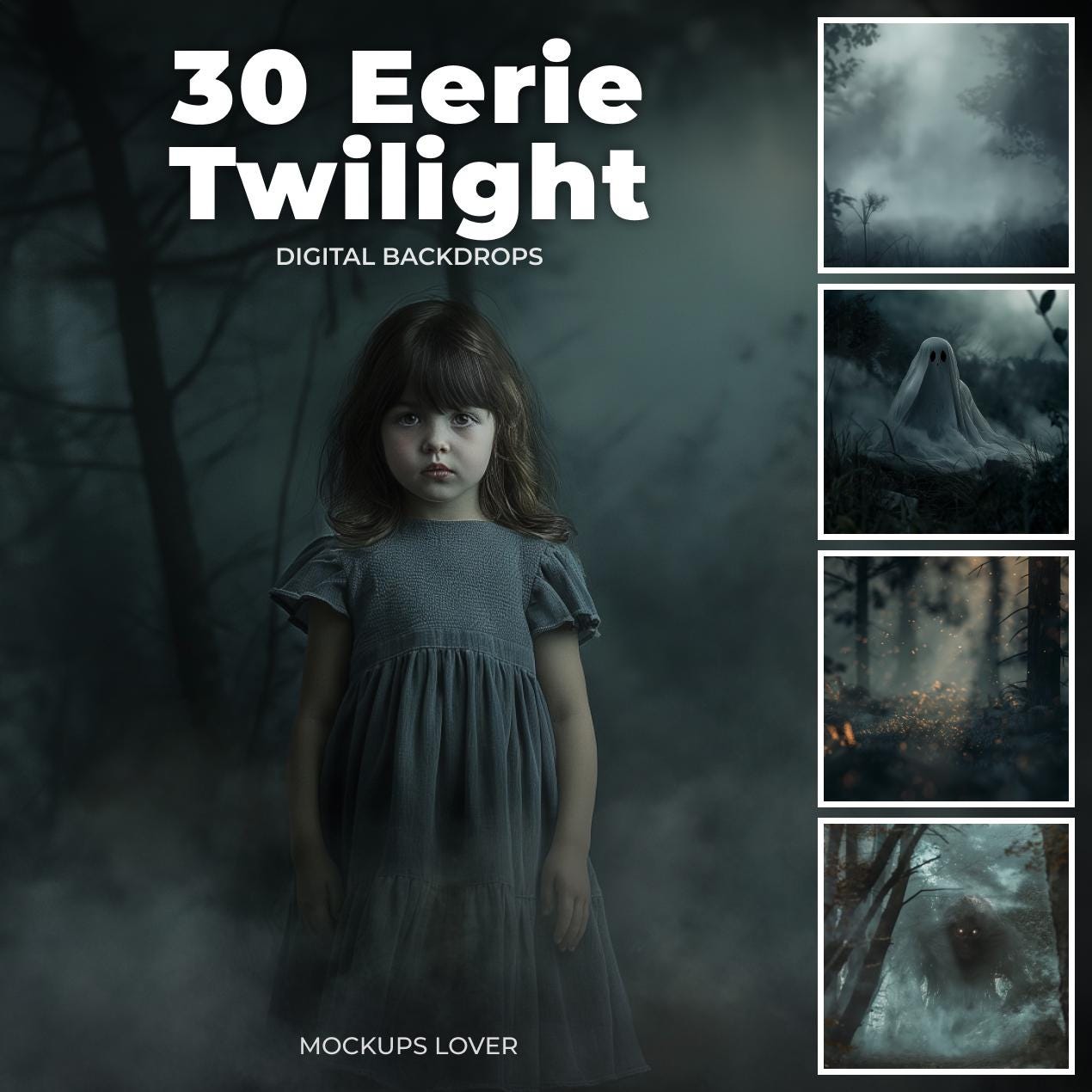 30 Scary Halloween Digital Backgrounds Bundle - Enchanted Forest ...