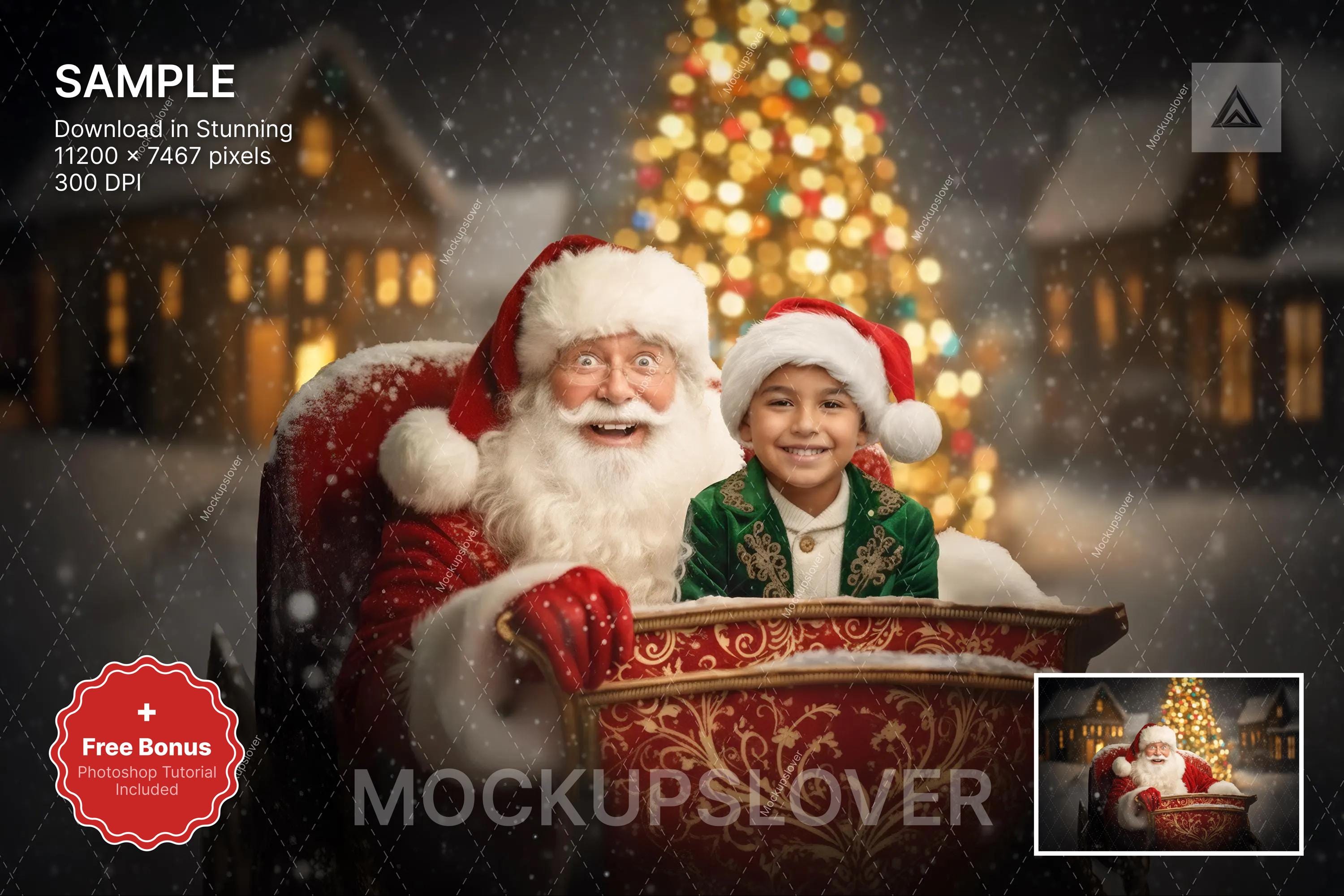 Santa Sleigh - Digital Backdrop For Christmas Photos – MockupsLover