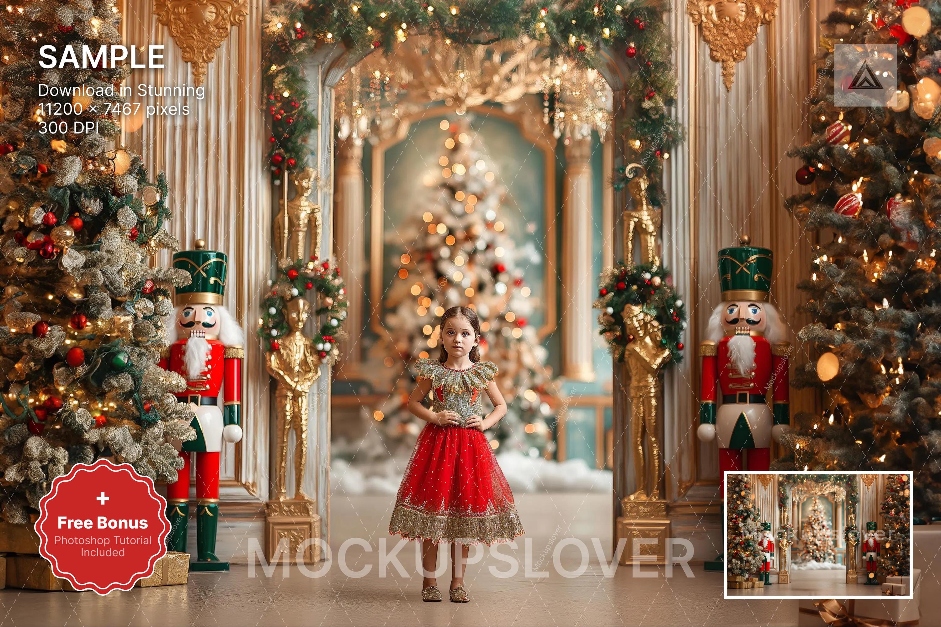 Vintage Christmas Backdrop - Nutcracker Holiday Family Photography ...