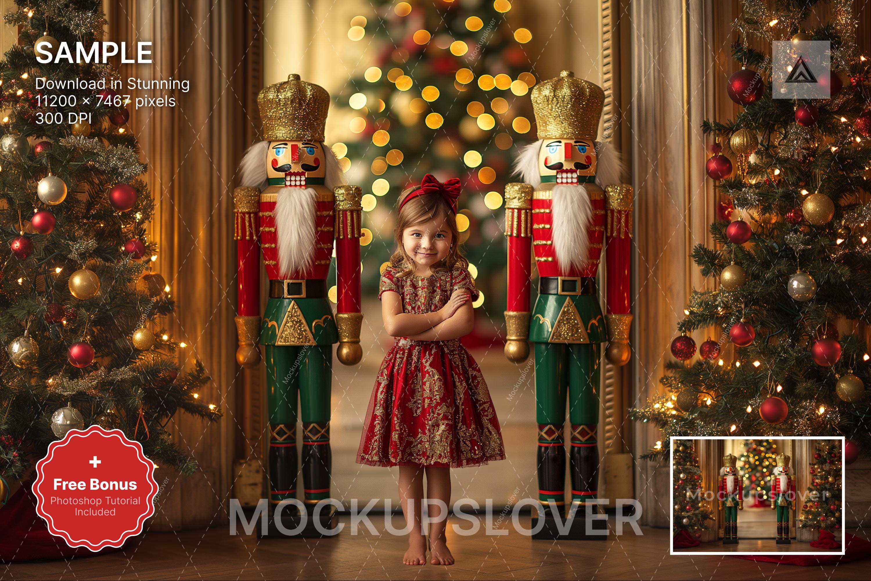 Giant Nutcracker - Christmas Princess Digital Backdrop Scene – MockupsLover
