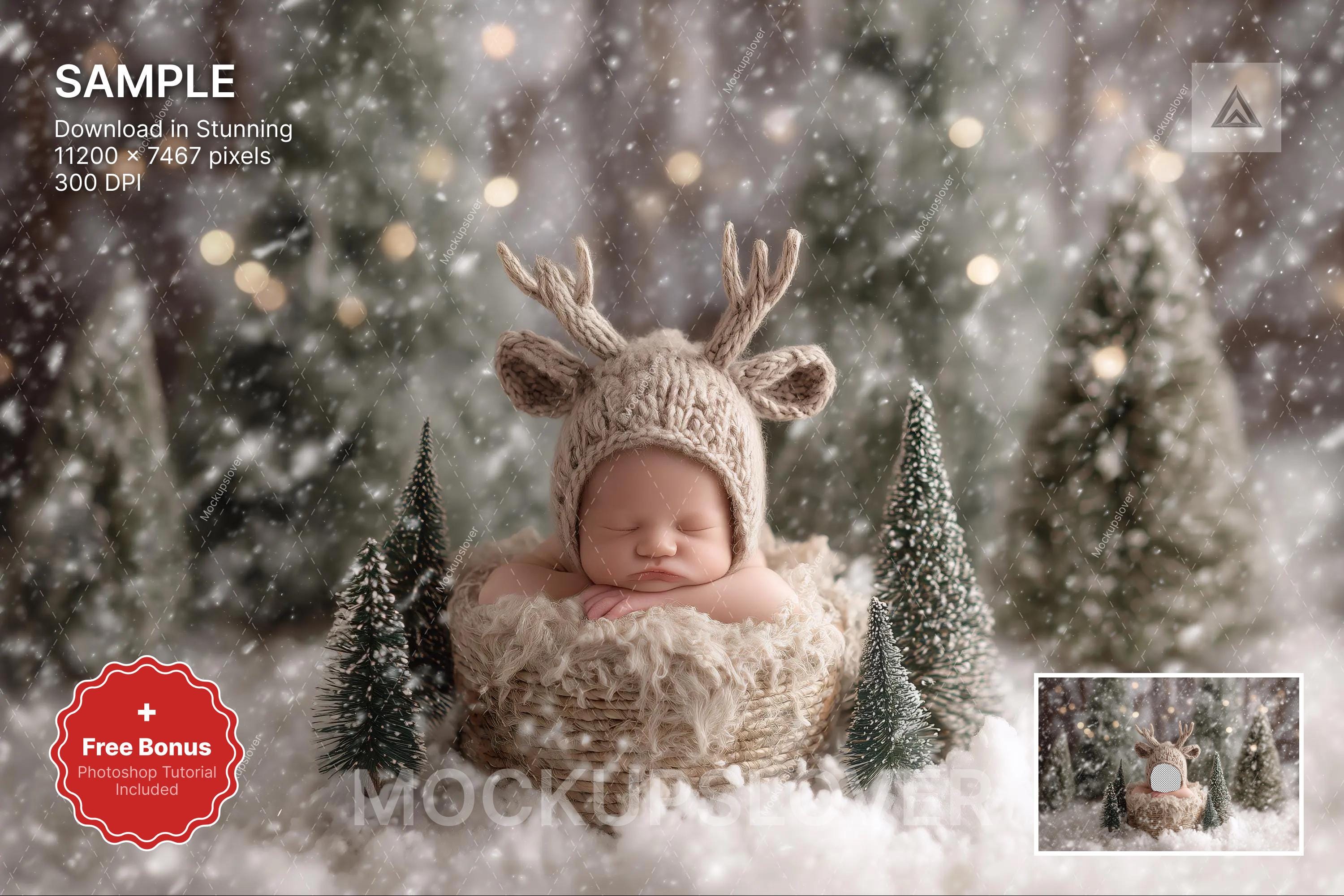 Christmas Reindeer Overlay - Winter Wonderland Digital Backdrop ...